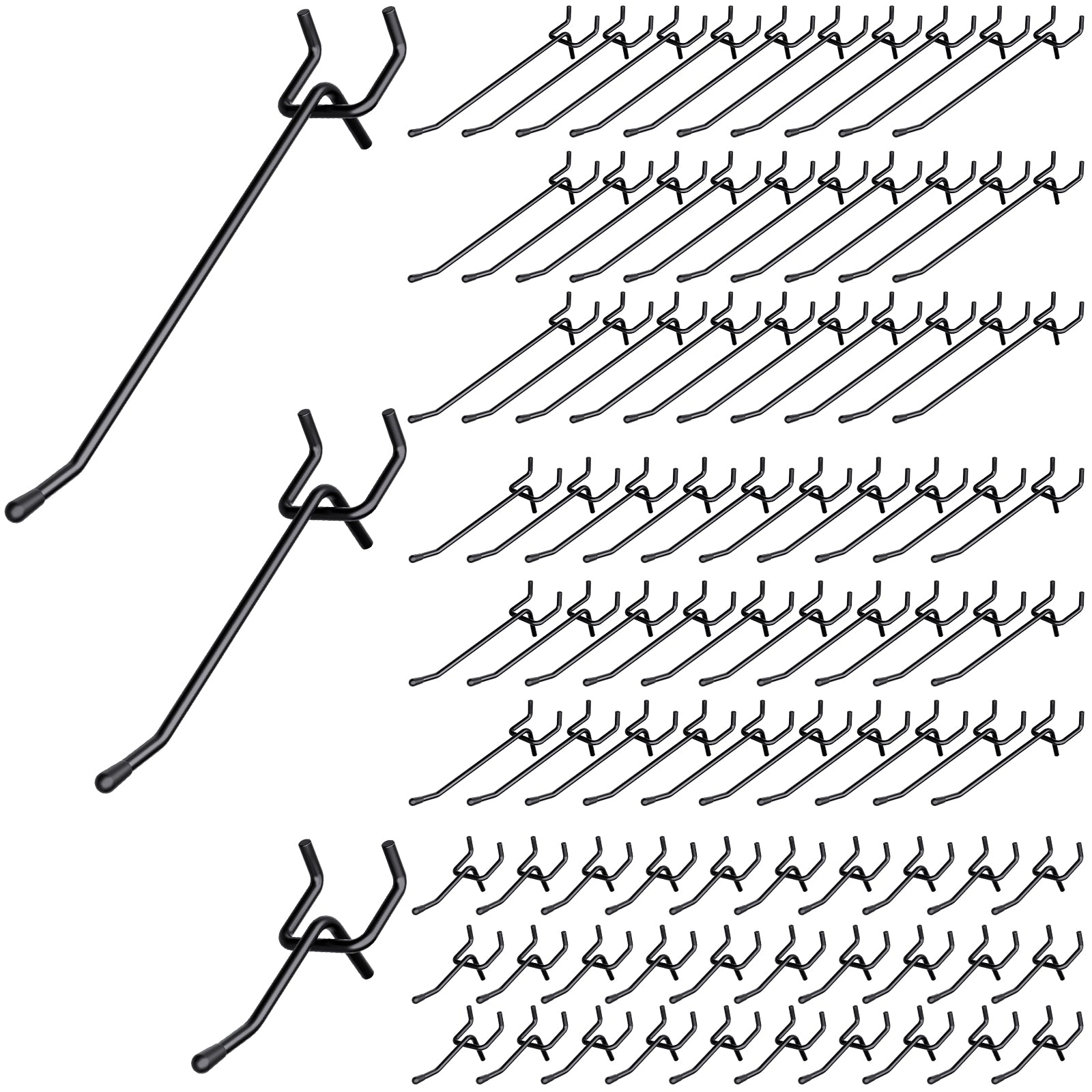 INCLY 120 Pack Black Pegboard Hooks, 4/6/8 Inch Peg Board Shelving Hoo